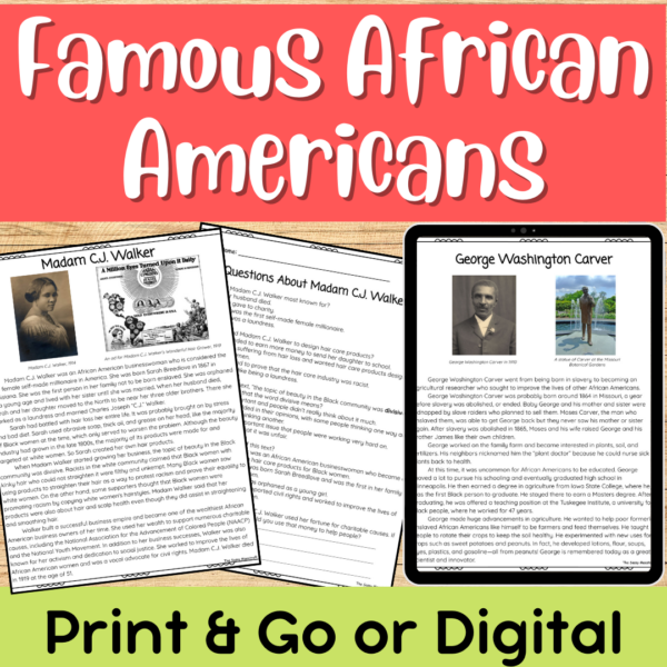 Black History Month Famous African Americans Reading Passages Bundle ...