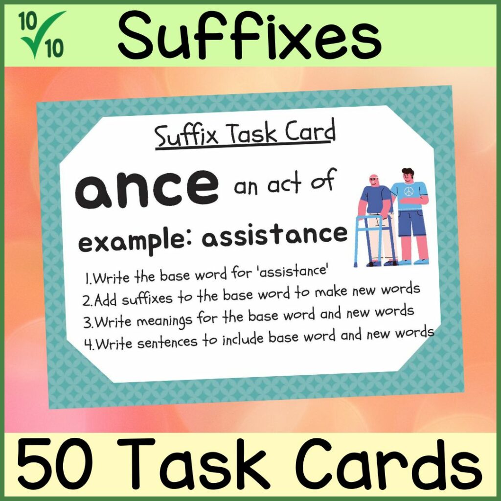 Suffix Task Cards | Grammar Activities - Differentiated Vocabulary ...