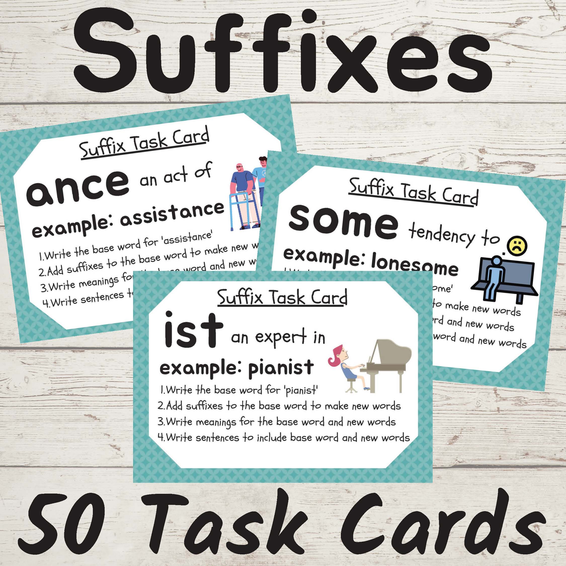 Suffix Task Cards | Grammar Activities - Differentiated Vocabulary ...