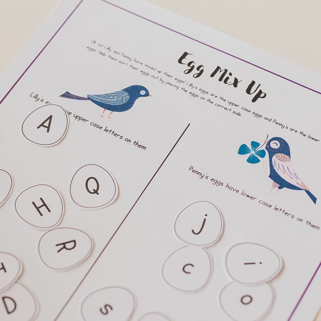 Alphabet Upper and Lower Case Letters Montessori Sorting Activity - Egg ...