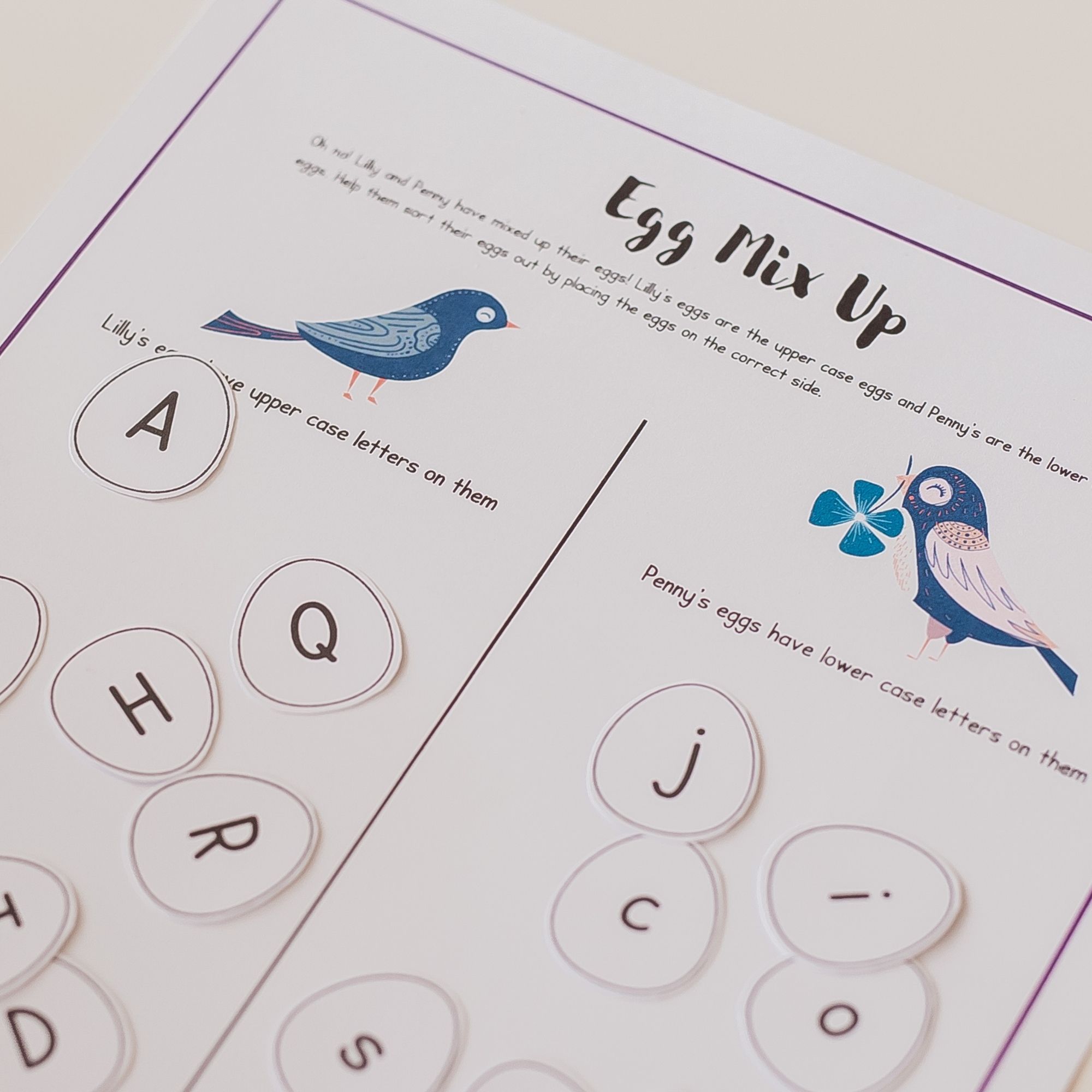 Alphabet Upper and Lower Case Letters Montessori Sorting Activity - Egg ...