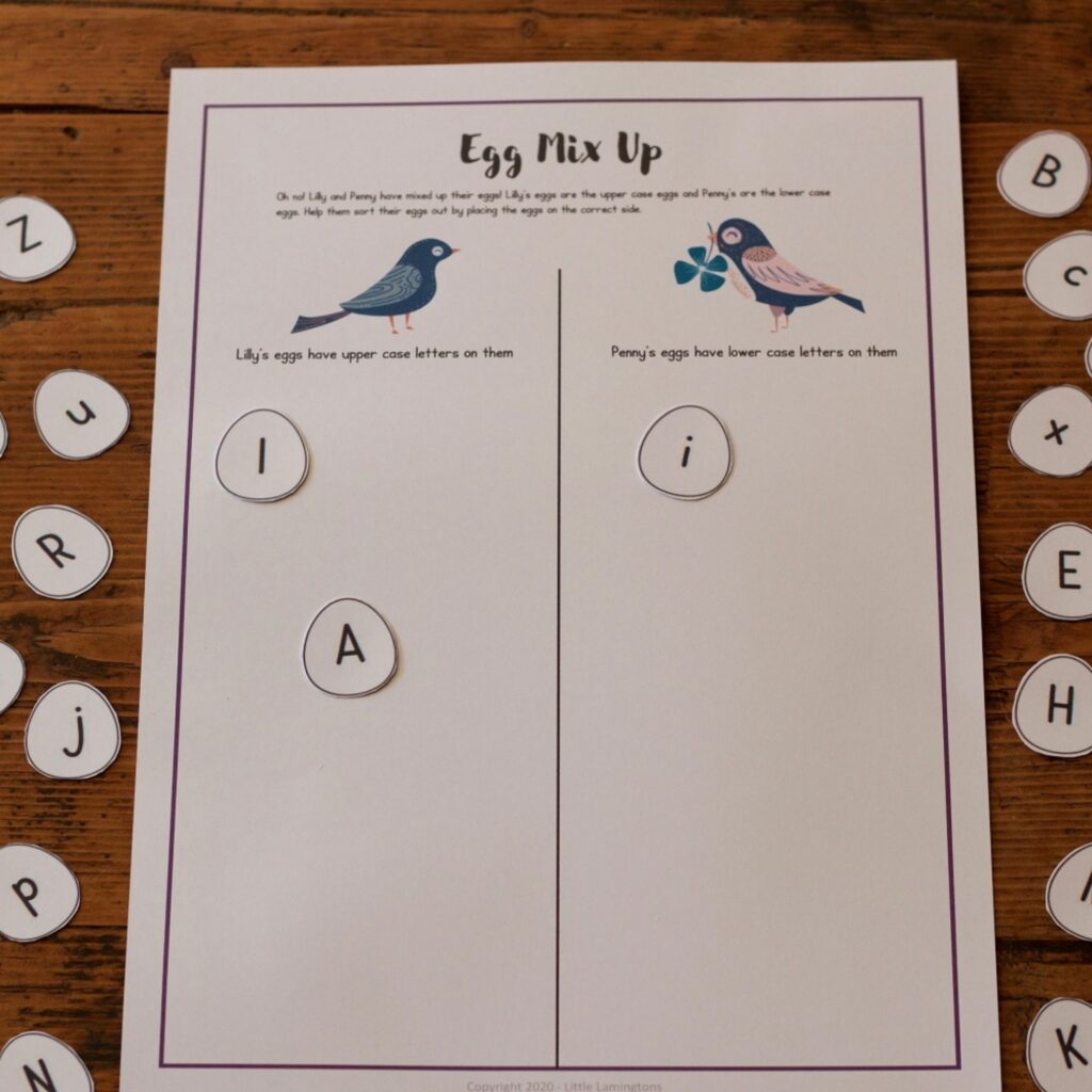 Alphabet Upper and Lower Case Letters Montessori Sorting Activity - Egg ...
