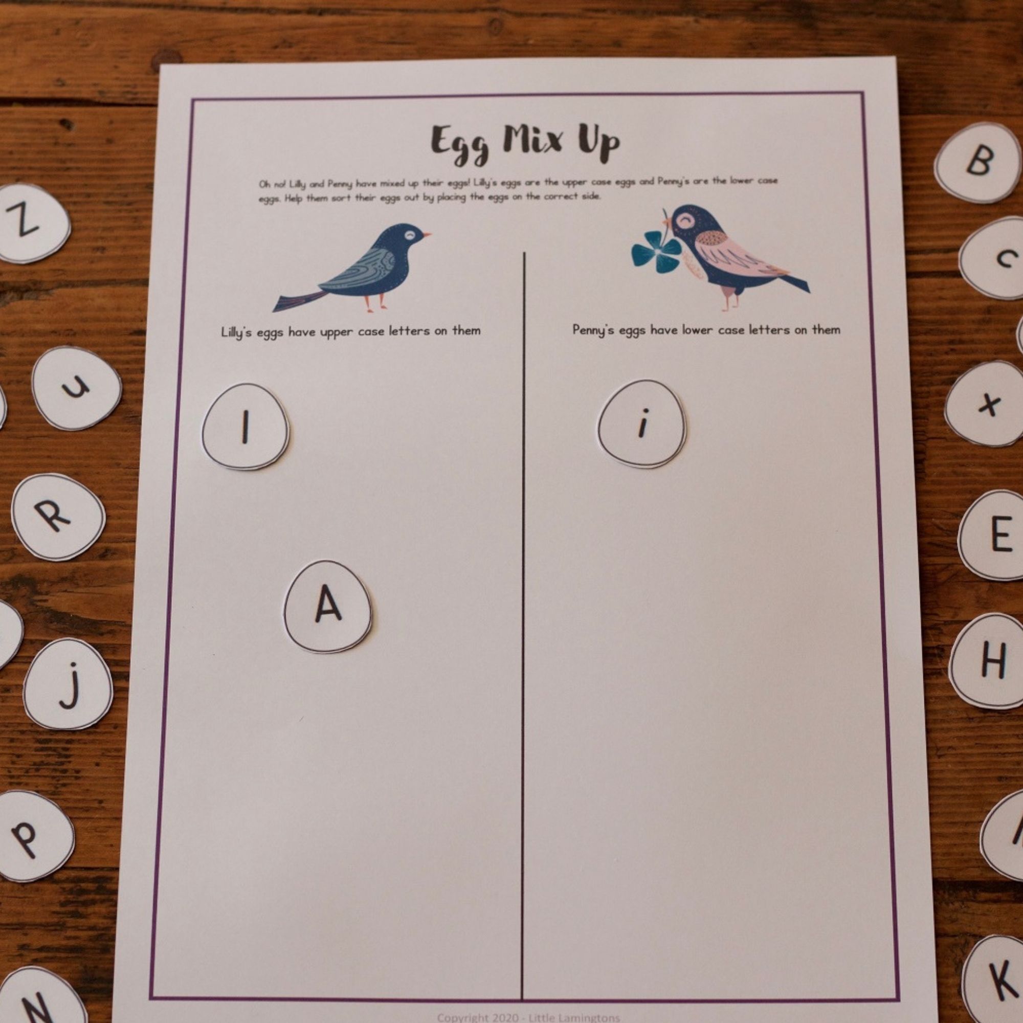 Alphabet Upper and Lower Case Letters Montessori Sorting Activity - Egg ...