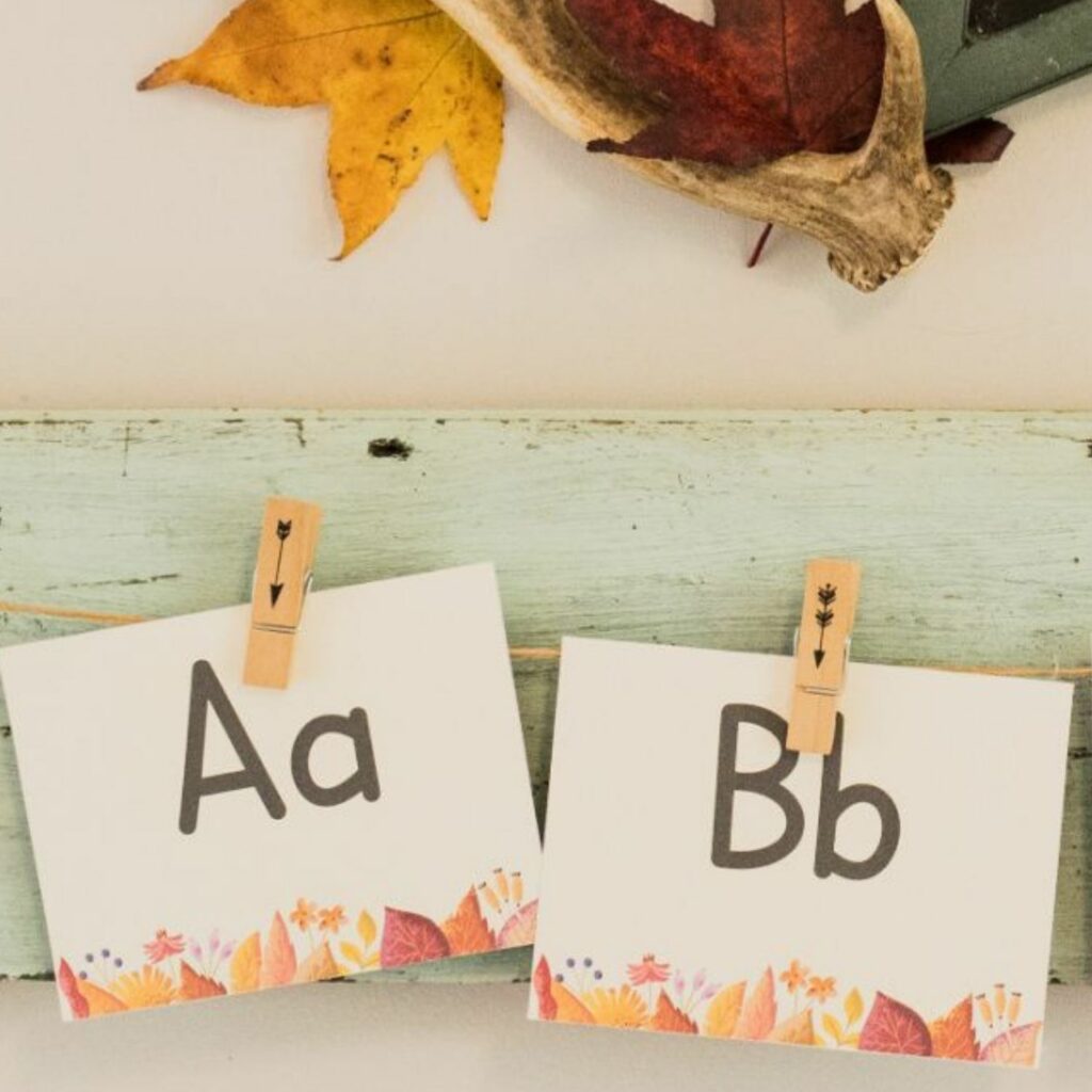 Alphabet Classroom Decor - ABC Word Wall Letter Flashcards - Fall ...