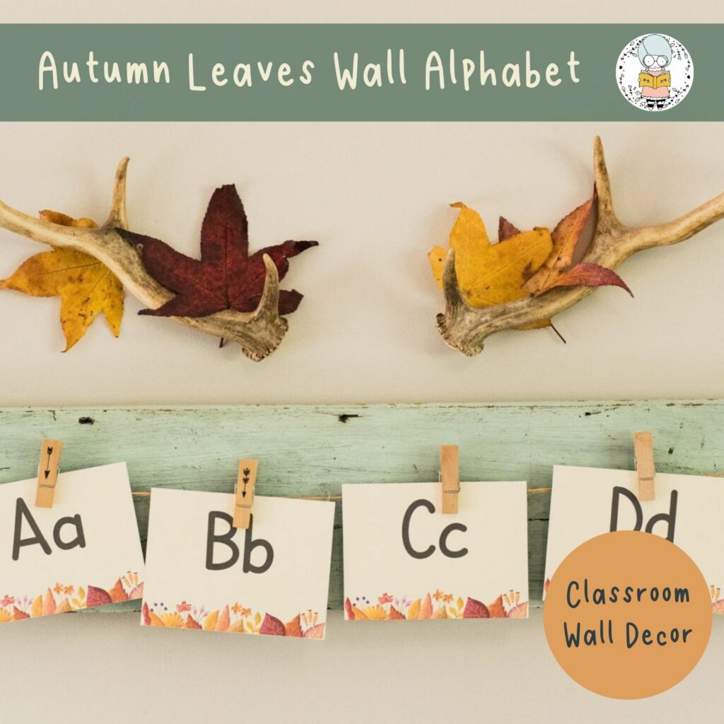 Alphabet Classroom Decor - ABC Word Wall Letter Flashcards - Fall ...