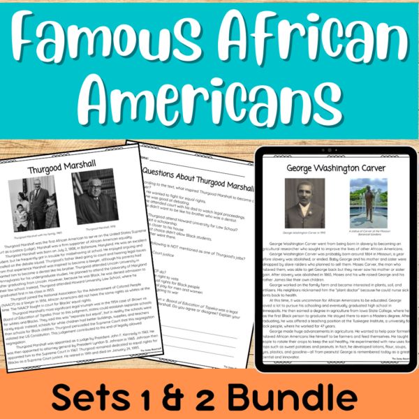 Black History Month Famous African Americans Reading Passages Bundle ...
