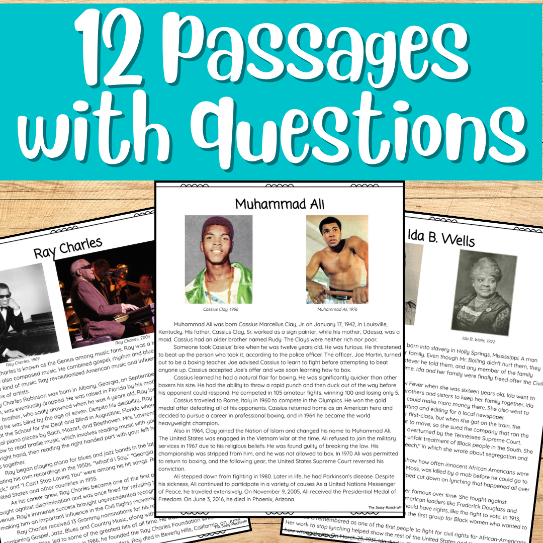 Black History Month Famous African Americans Reading Passages Bundle ...