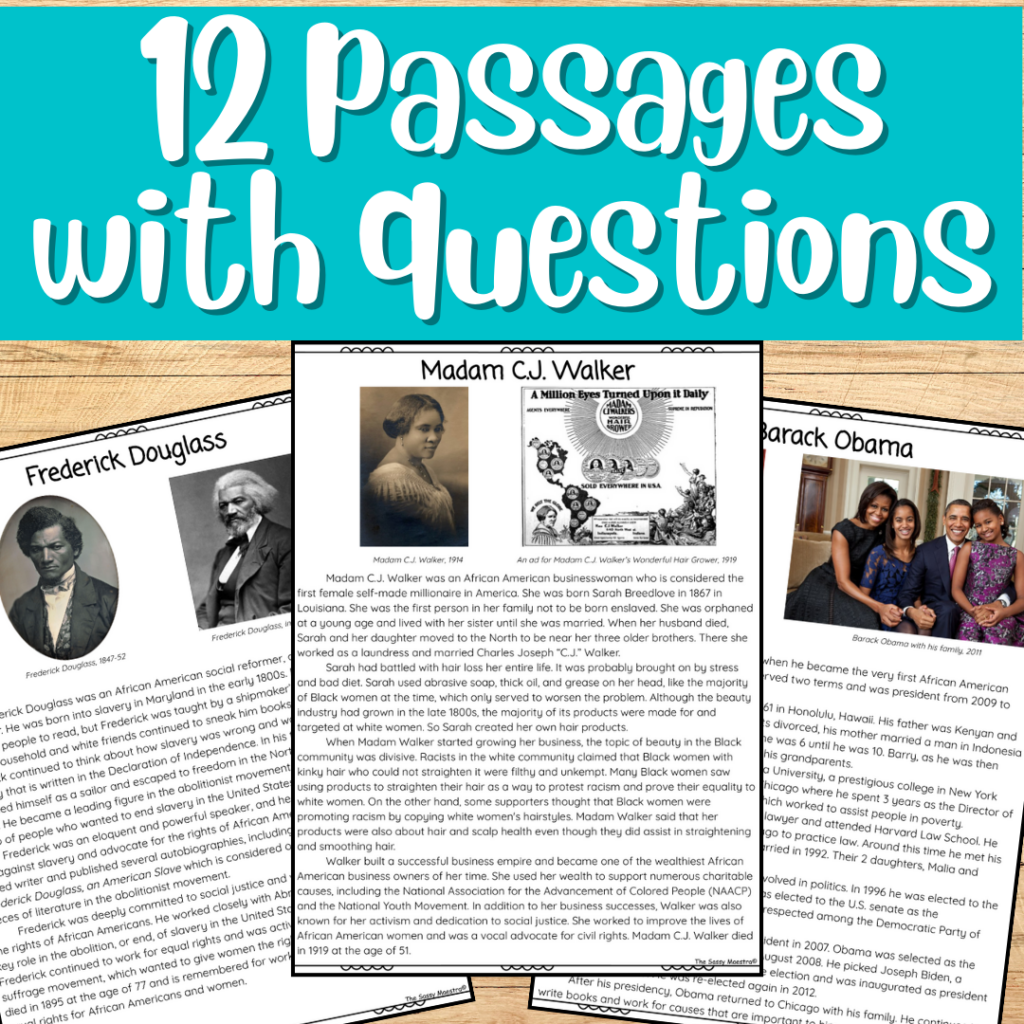 Black History Month Famous African Americans Reading Passages Bundle ...