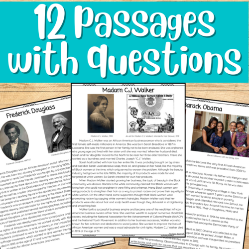 Black History Month Famous African Americans Reading Passages Bundle ...