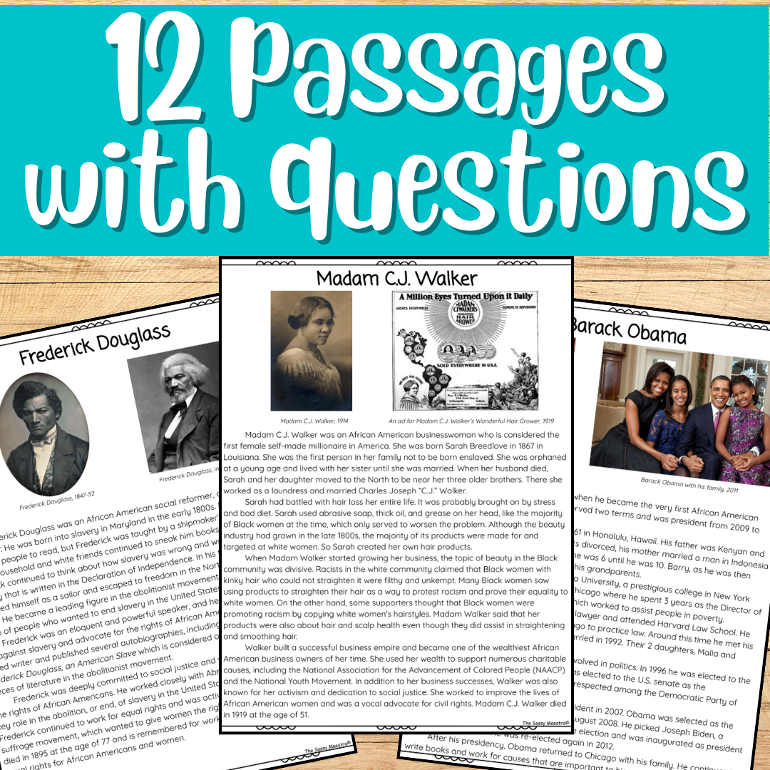 Black History Month Famous African Americans Reading Passages Bundle ...