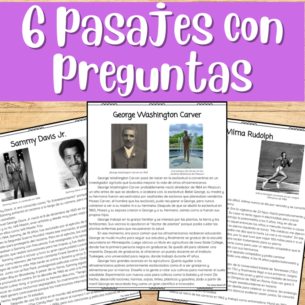 Black History Month Famous African Americans Spanish Reading Passages ...