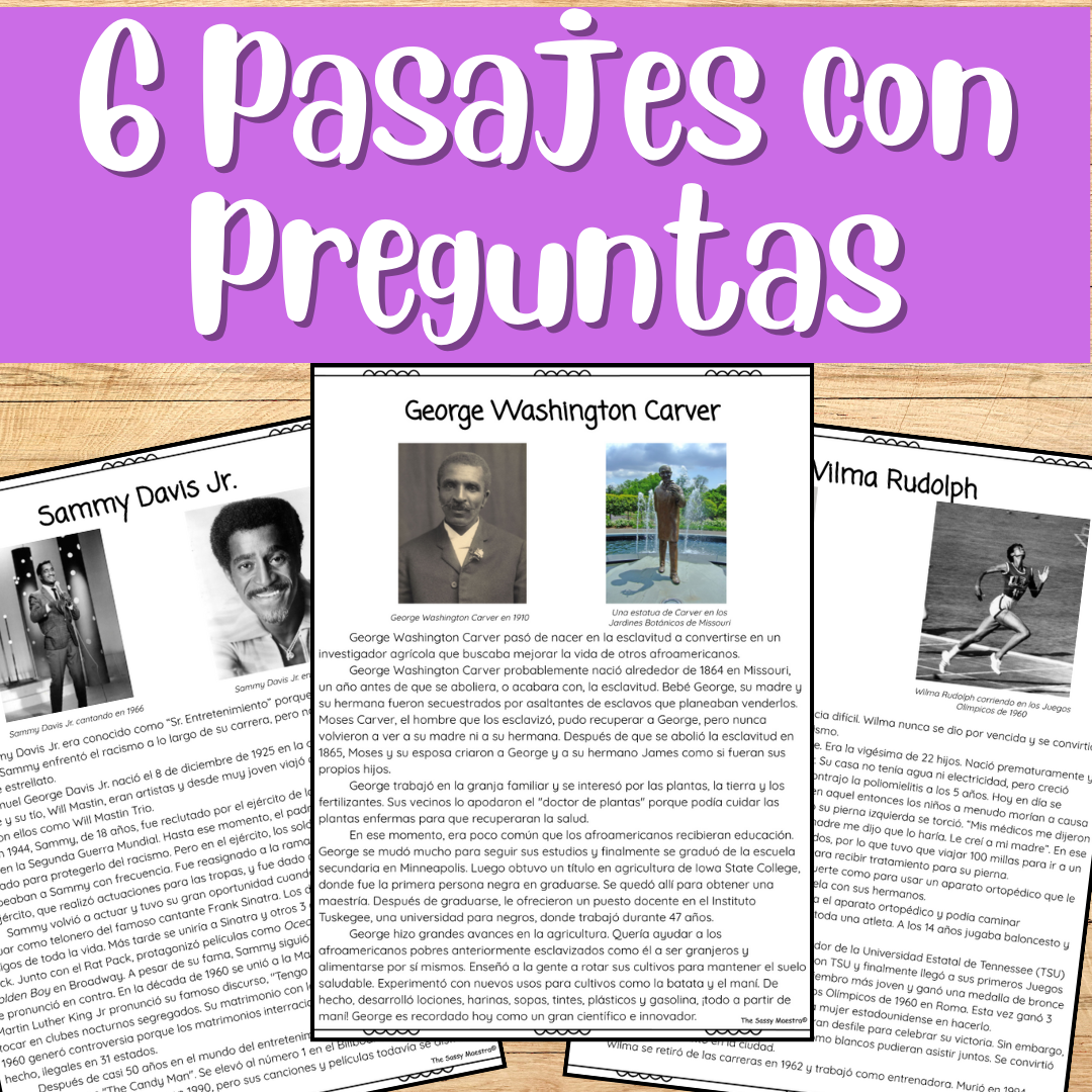 Black History Month Famous African Americans Spanish Reading Passages ...