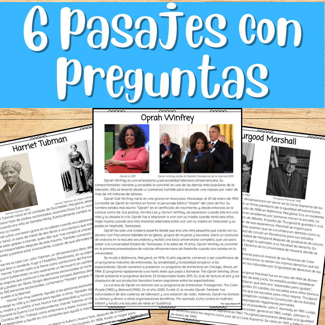 Black History Month Famous African Americans Spanish Reading Passages ...