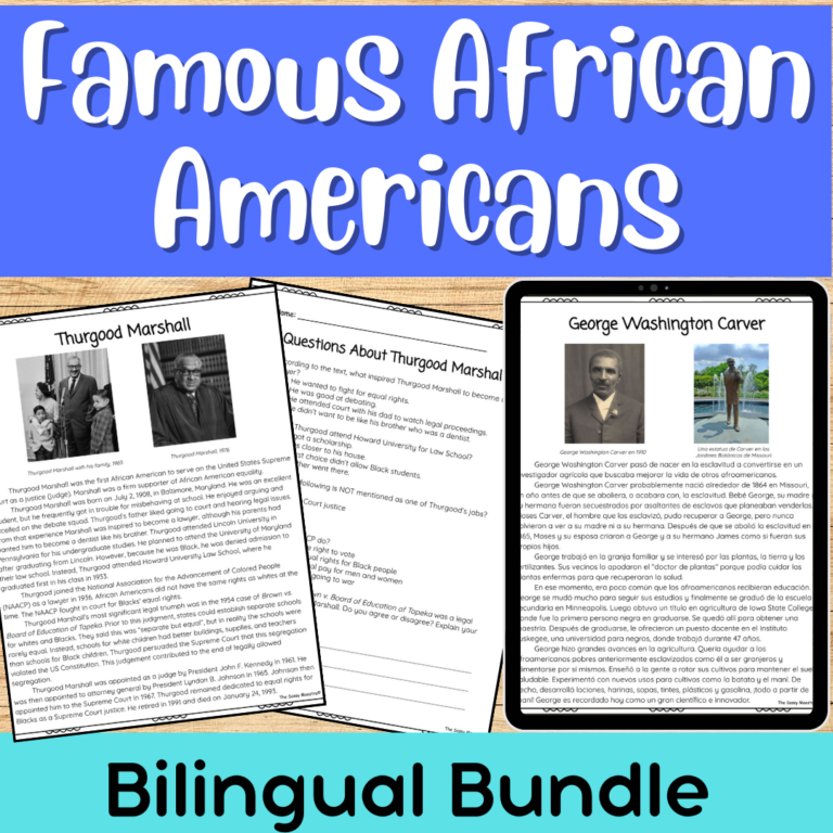 Black History Month Famous African Americans Reading Spanish Bilingual ...