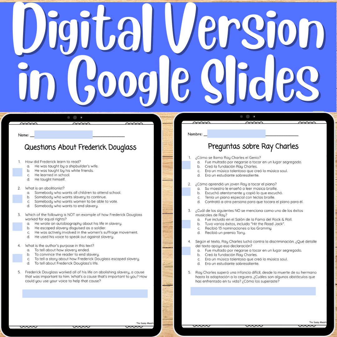 Black History Month Famous African Americans Reading Spanish Bilingual ...