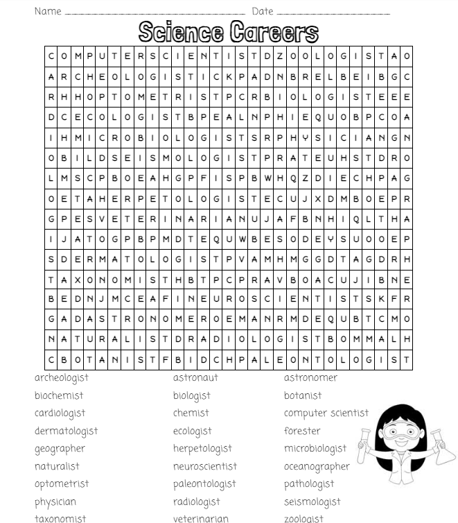 Science Careers Word Search Made By Teachers Science Careers Word Search Made By Teachers