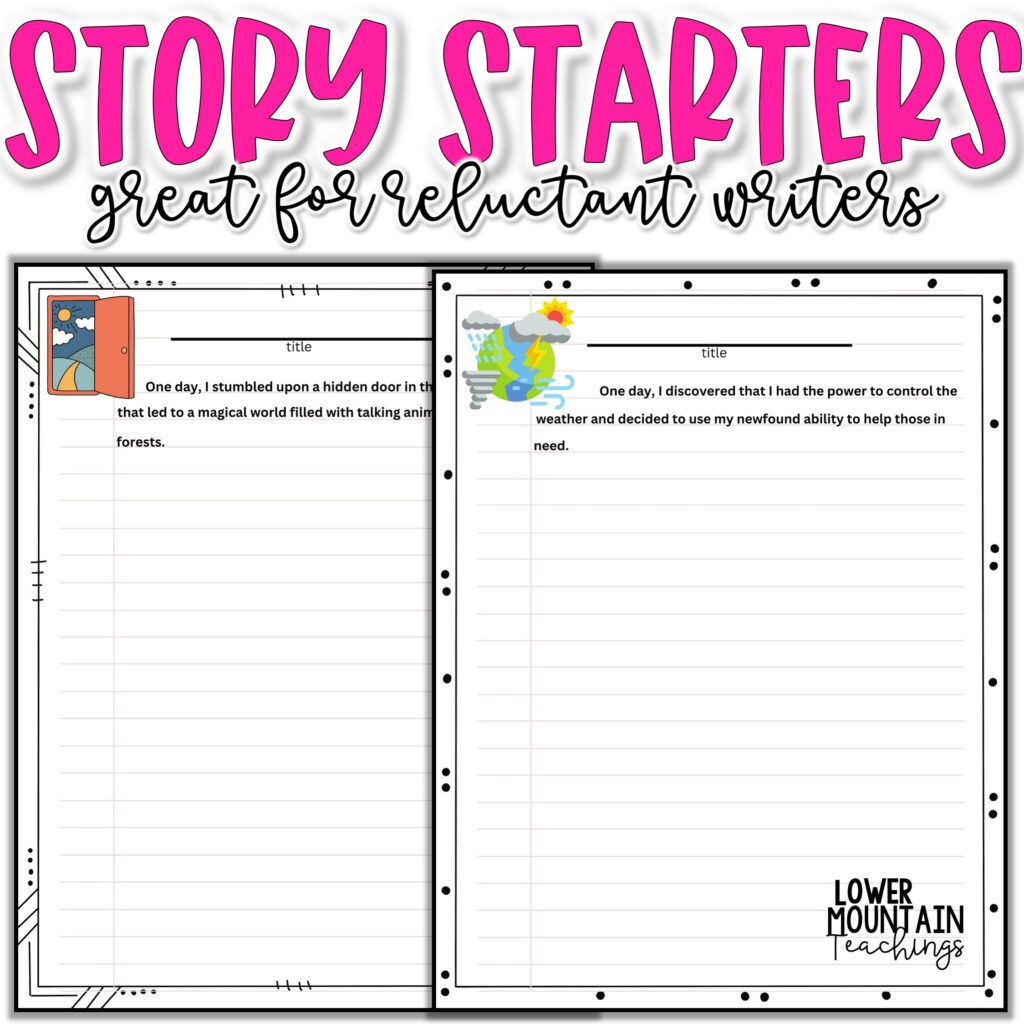 Story Starters Great For Reluctant Writers Early Finishers ELA Centers ...