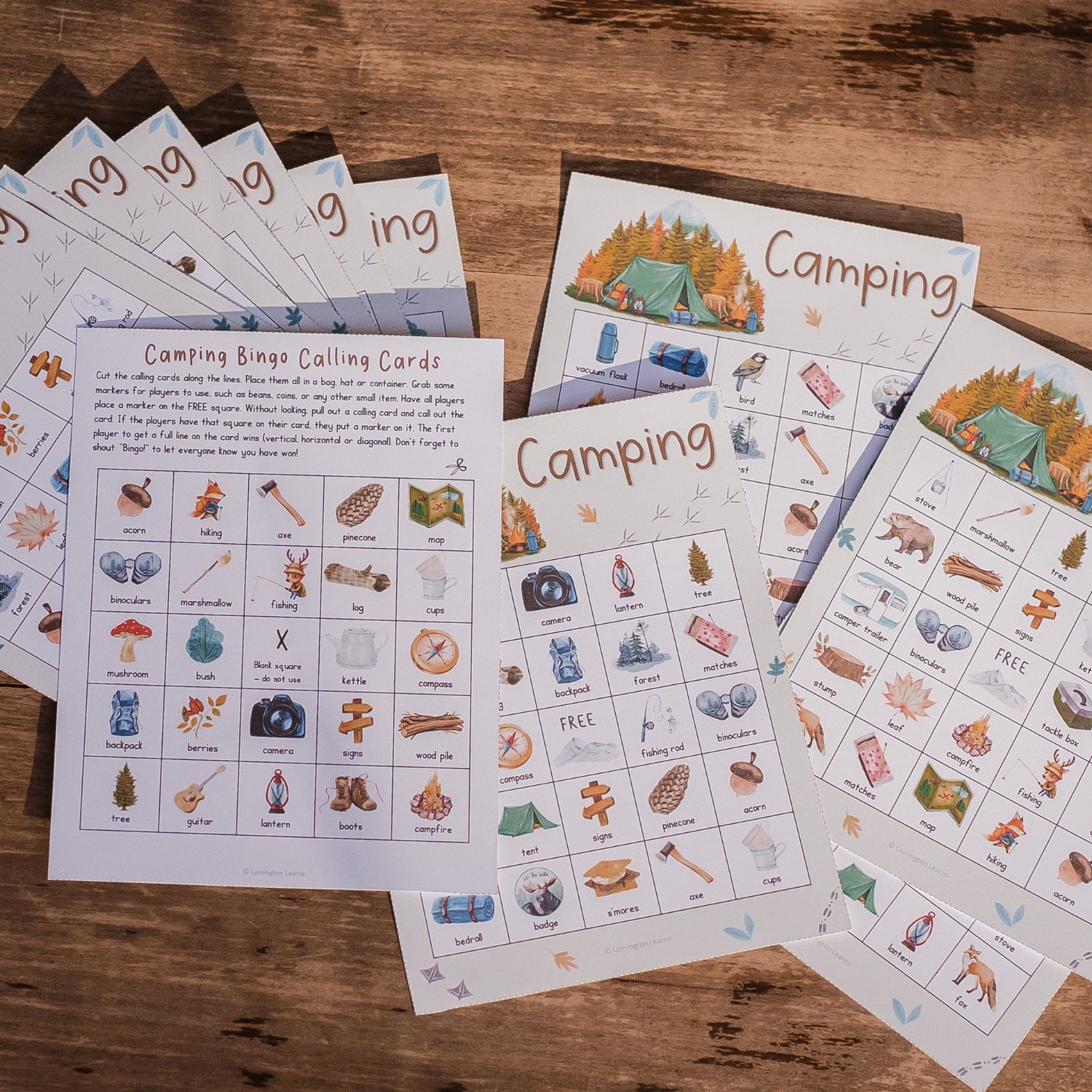 Camping Bingo Game - Camping Activity - Learn about the Outdoors - 50 ...