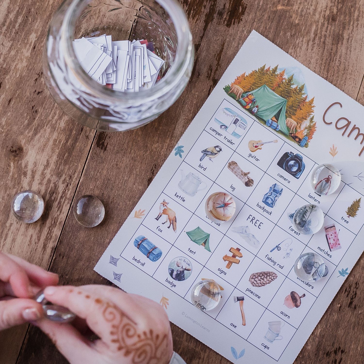 Camping Bingo Game - Camping Activity - Learn about the Outdoors - 50 ...