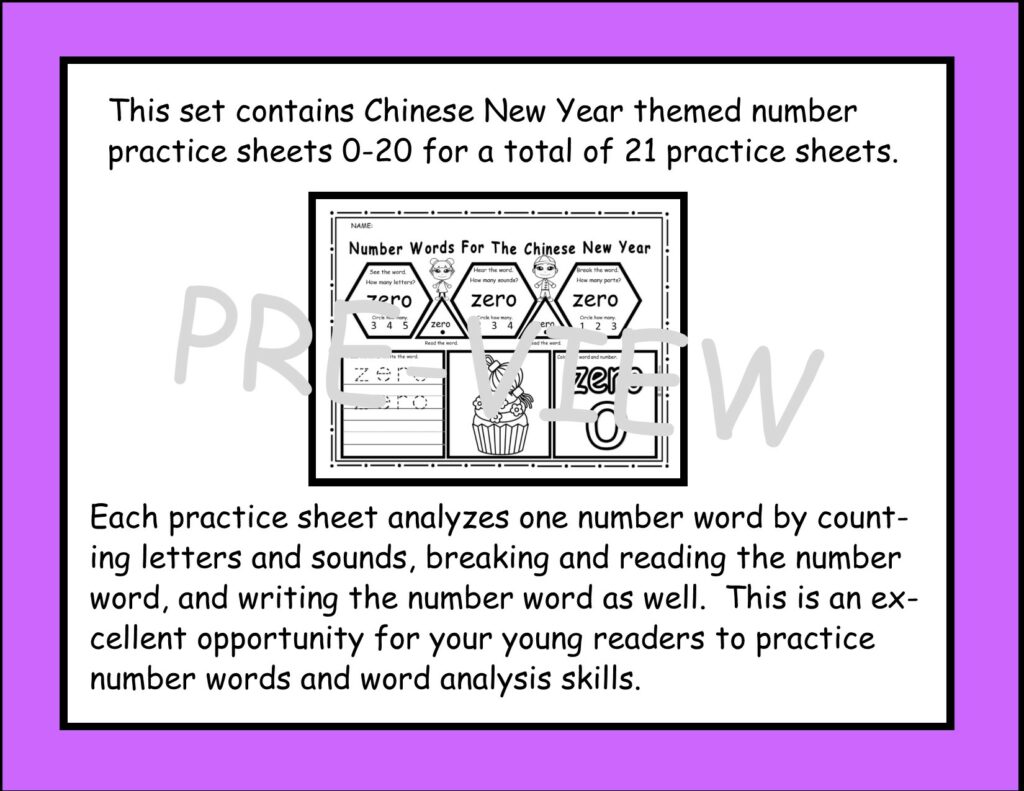 Analyzing My Number Words - Chinese New Year Theme | Made By Teachers