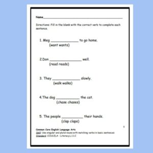 Subject Verb Agreement Worksheets grade 1-2; homeschool | Made By Teachers