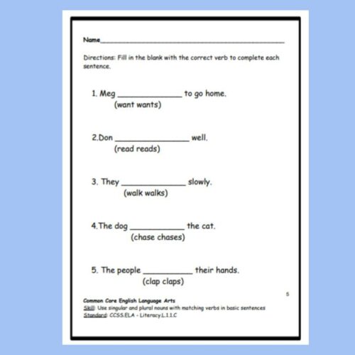 Subject Verb Agreement Worksheets grade 1-2; homeschool | Made By Teachers