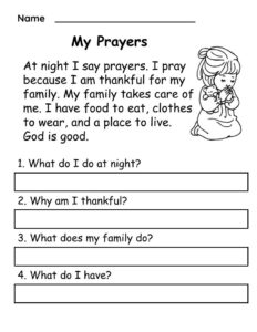 Christian Reading Comprehension Worksheet 1: Prayer, God - Grade | Made ...