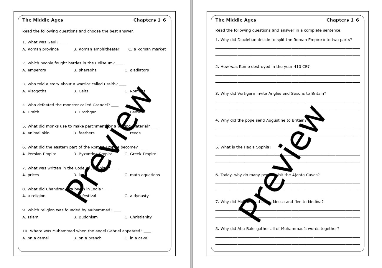 Susan Wise Bauer "Volume 2: The Middle Ages" worksheets | Made By Teachers