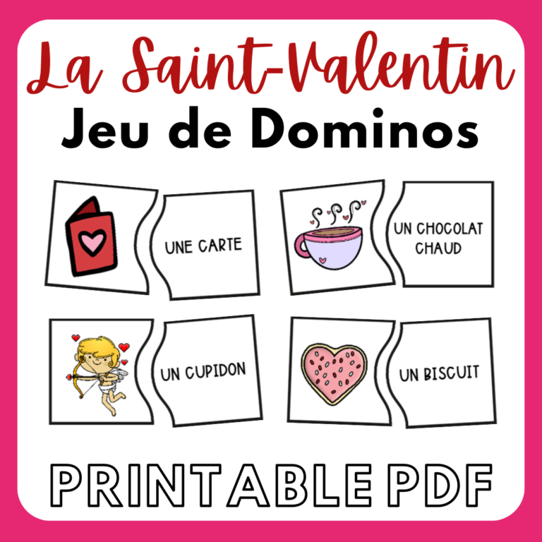 FRENCH Valentine's Day Dominos / La Saint-Valentin Jeu de Dominos ...