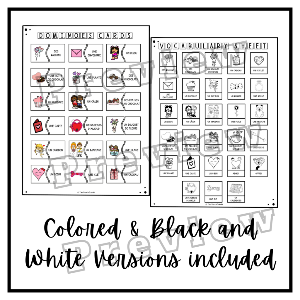 FRENCH Valentine's Day Dominos / La Saint-Valentin Jeu de Dominos ...