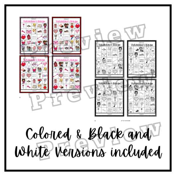 FRENCH Valentine's Day BINGO / La Saint-Valentin Jeu de BINGO | Made By ...