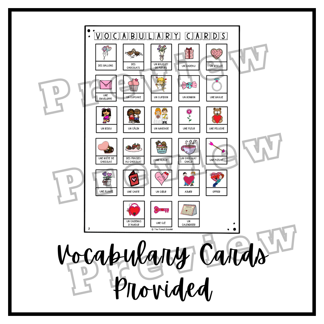 FRENCH Valentine's Day BINGO / La Saint-Valentin Jeu de BINGO | Made By ...