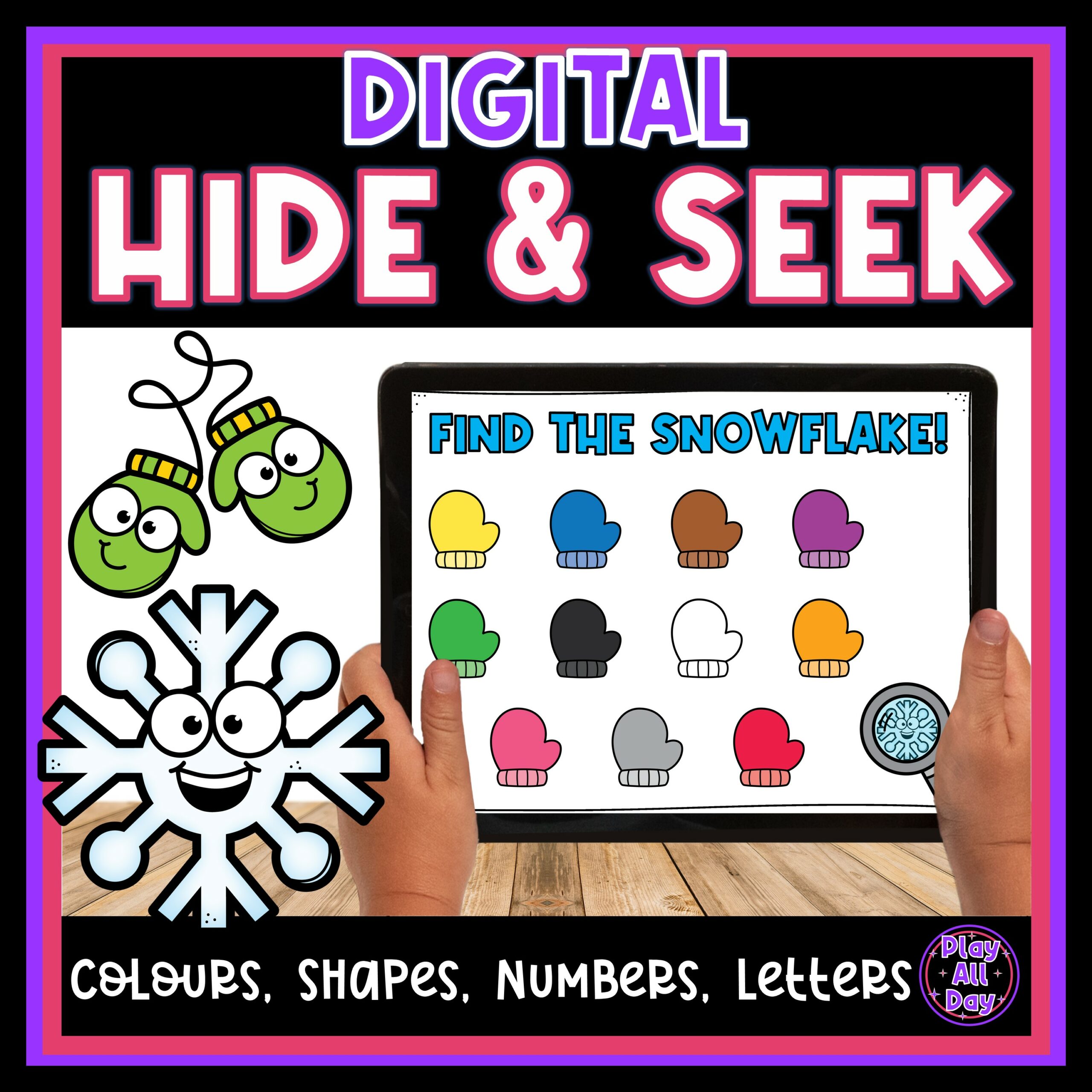 Digital Hide & Seek | Find the Snowflake | Letters Numbers Shapes ...