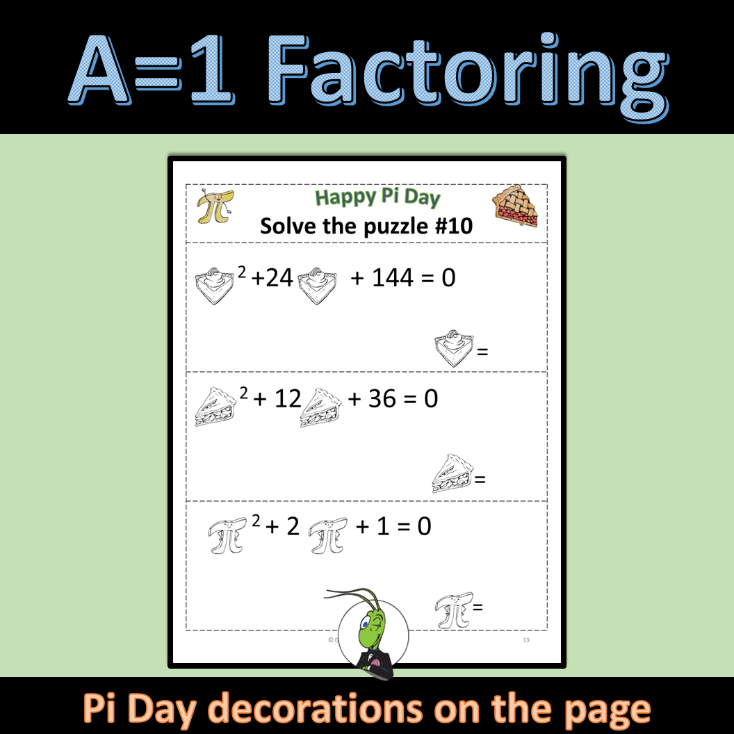 Pi Day Factoring A=1 | Number Sense Logic Puzzles | Algebra 1 | Made By ...
