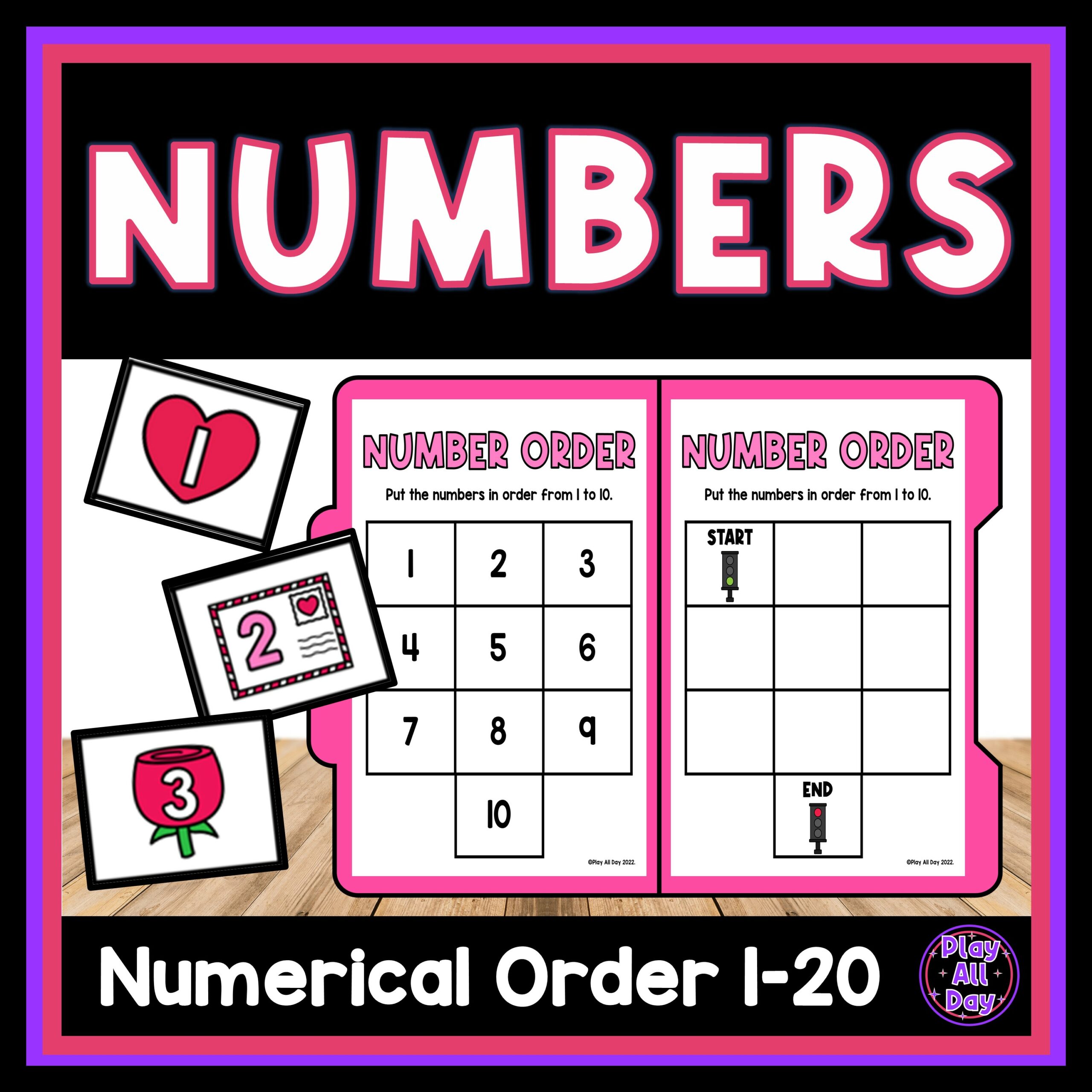 Valentine’s Day File Folder Activities | Numbers 1 to 20 Numerical ...