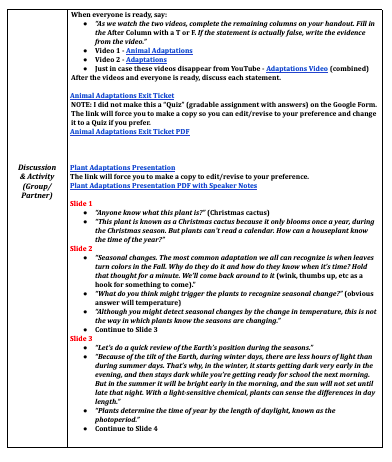 8th Science Lesson Adaptations/Behaviors for Reprod OAS 8.LS1.4 NGSS MS ...