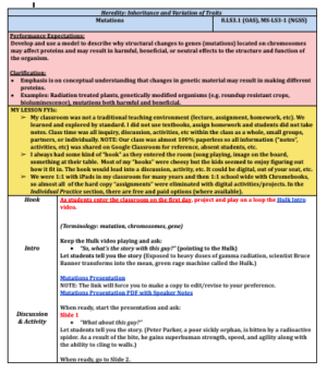 8th Science Lesson Mutations OAS 8.LS3.1 NGSS MS-LS3-1 | Made By Teachers