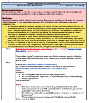 8th Science Lesson Asexual & Sexual Reproduction OAS 8.LS3.2 NGSS MS ...