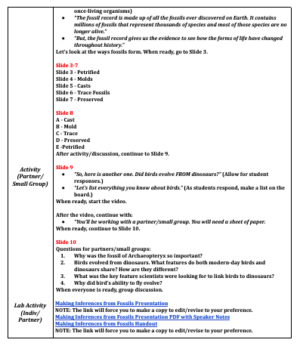 8th Science Lesson Fossil Record OAS 8.LS4.1 NGSS MS-LS4-1 | Made By ...