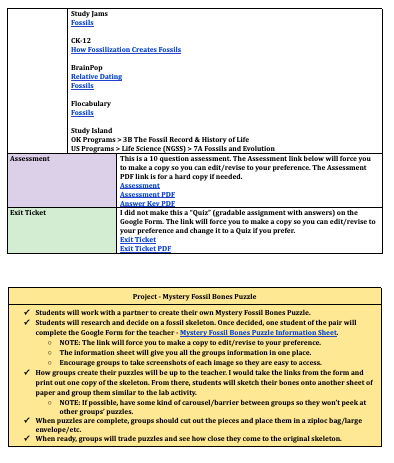 8th Science Lesson Fossil Record OAS 8.LS4.1 NGSS MS-LS4-1 | Made By ...