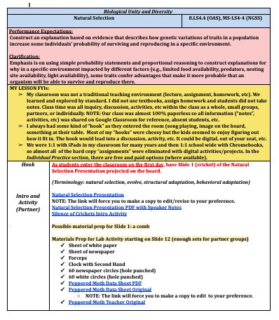 8th Science Lesson Natural Selection OAS 8.LS4.4 NGSS MS-LS4-4 | Made ...