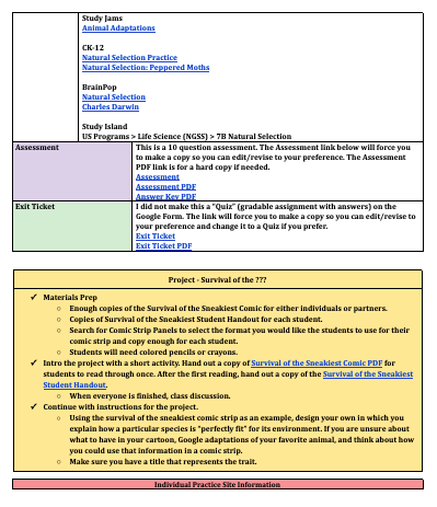 8th Science Lesson Natural Selection OAS 8.LS4.4 NGSS MS-LS4-4 | Made ...