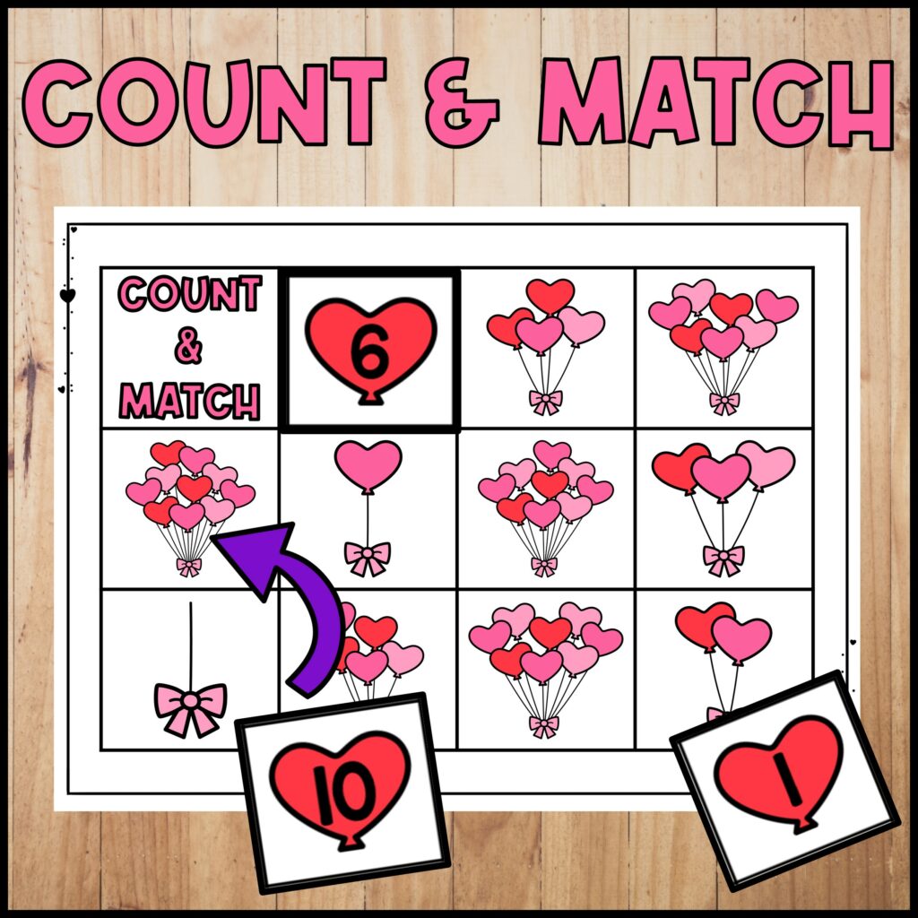 Valentine’s Day Counting 0-10 | Count and Match Activities | Made By ...