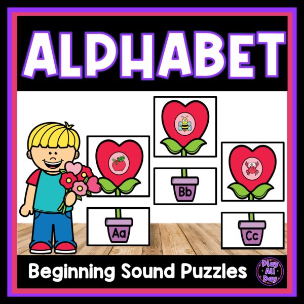Valentine’s Day Puzzles | Alphabet Matching with Beginning Sounds ...