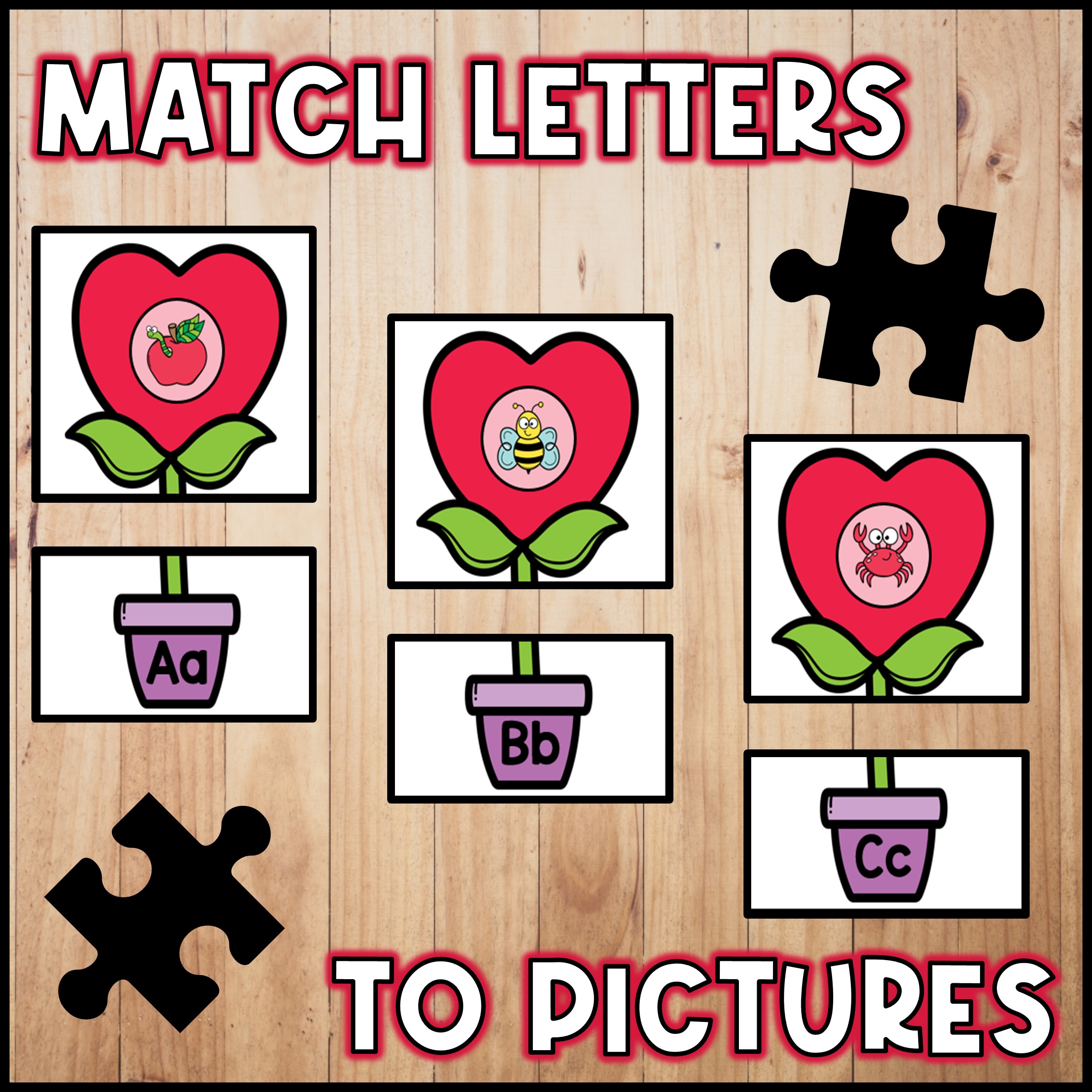 Valentine’s Day Puzzles | Alphabet Matching with Beginning Sounds ...