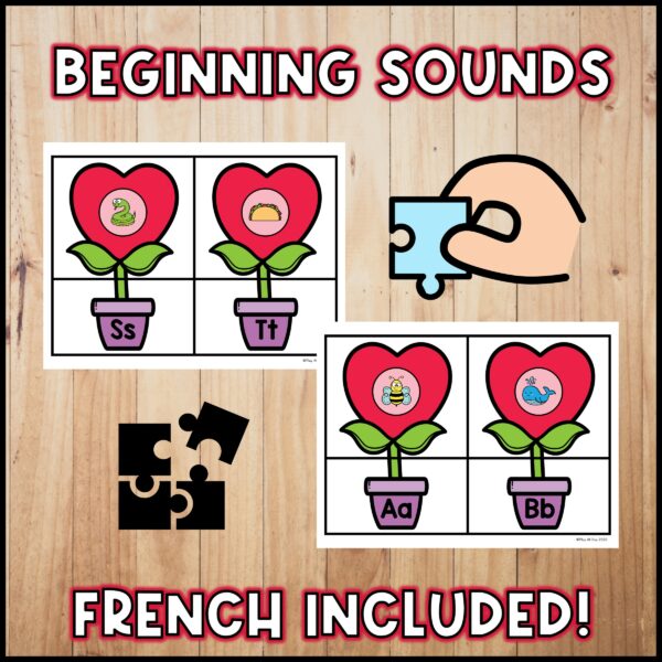 Valentine’s Day Puzzles | Alphabet Matching with Beginning Sounds ...