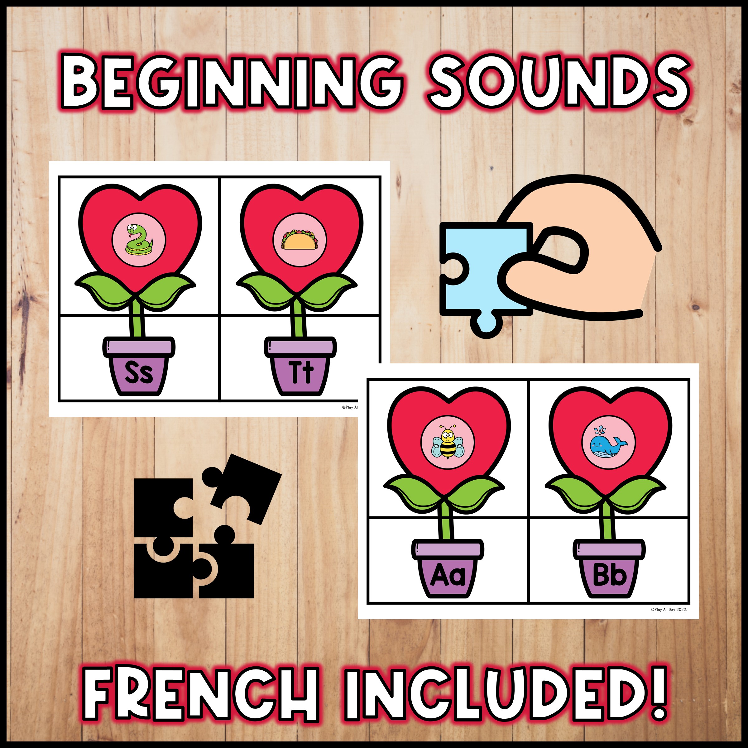 Valentine’s Day Puzzles | Alphabet Matching with Beginning Sounds ...