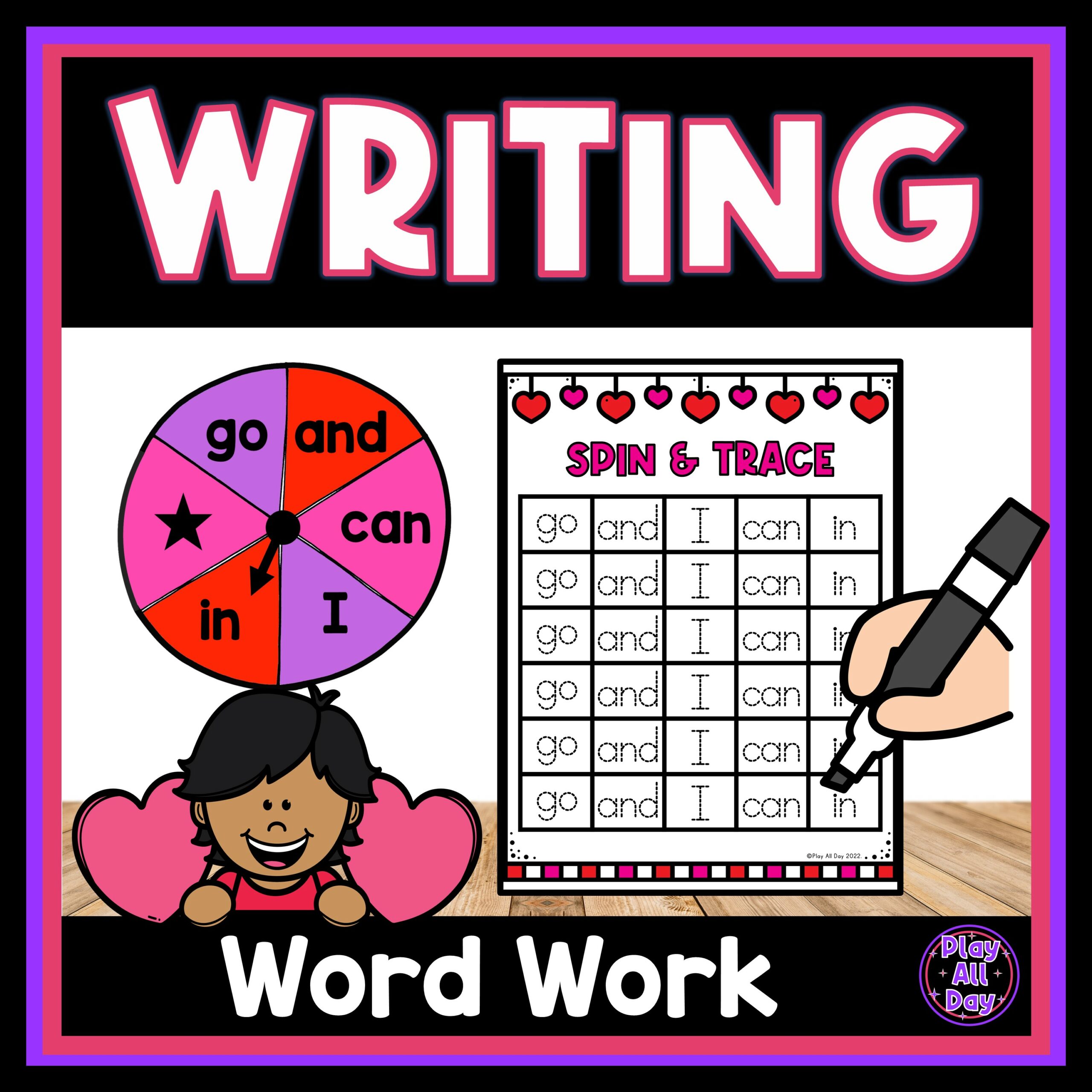 Valentine’s Day Word Work with Sight Words | Spin and Trace | Spin and ...