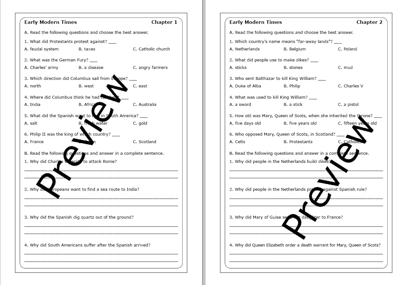 Susan Wise Bauer "Volume 3: Early Modern Times" worksheets | Made By ...