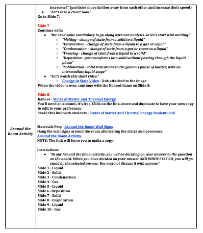 6th Science Lesson Particle Changes & Thermal Energy OAS 6.PS1.4 NGSS ...